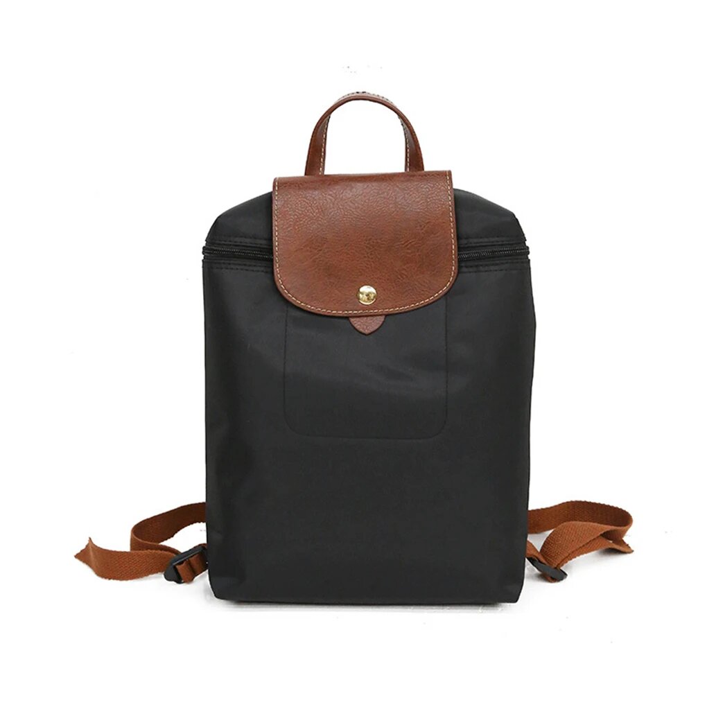 Нейлоновая сумка на молнии для отдыха и путешествий, студенческий рюкзак, складная сумка, сумка на плечо, однотонная школьная сумка для студентов, дорожный рюкзак Black