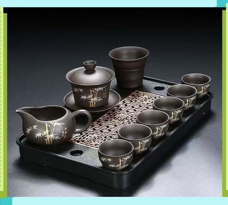 Чайный набор икеа "Purple Sand Light", керамика, восточный дизайн, 7 персон