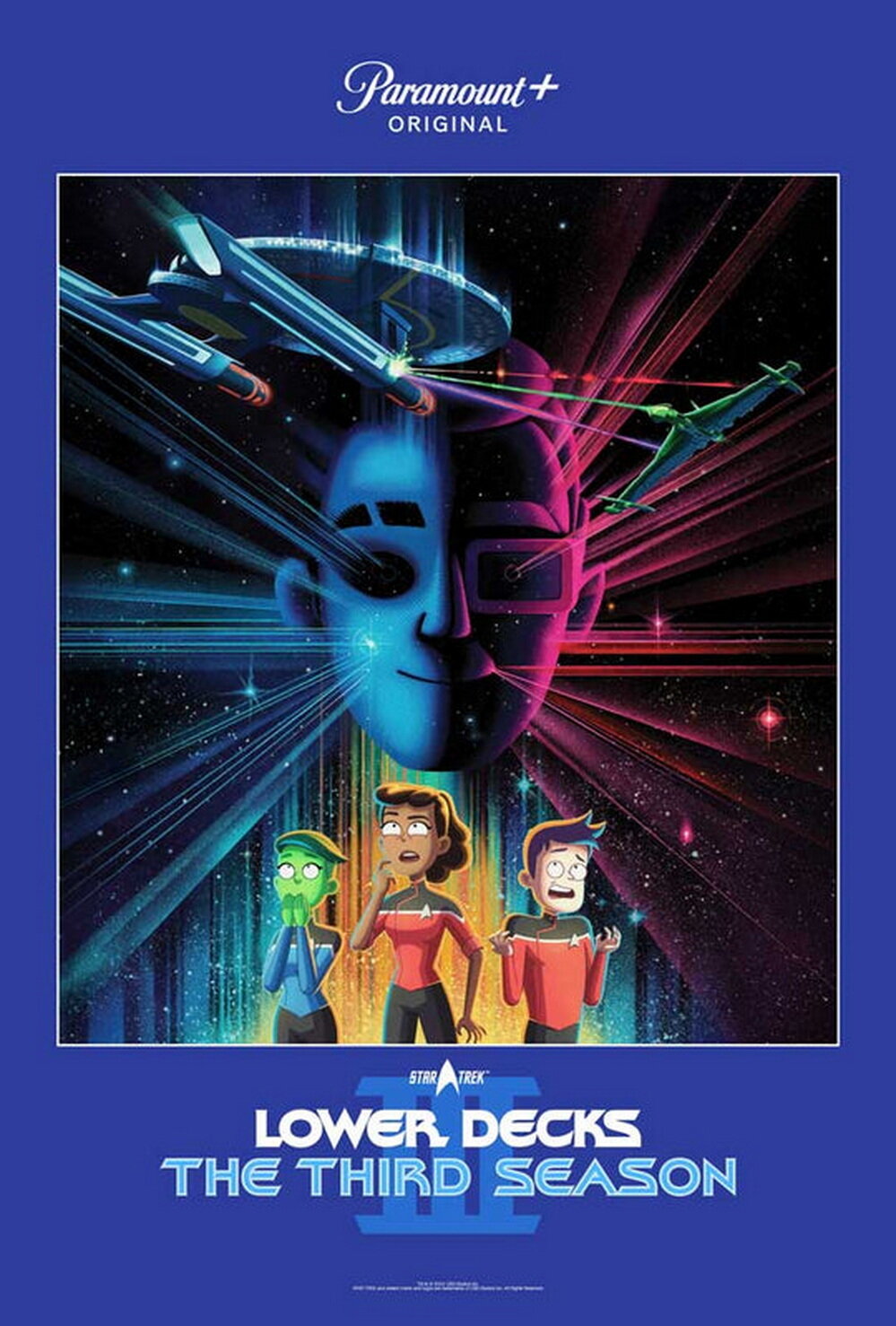 Плакат, постер **Звёздный путь: Младшие палубы — Третий сезон, Star Trek: Lower Decks – The Third Season, 2022** на бумаге, размер 21х30см