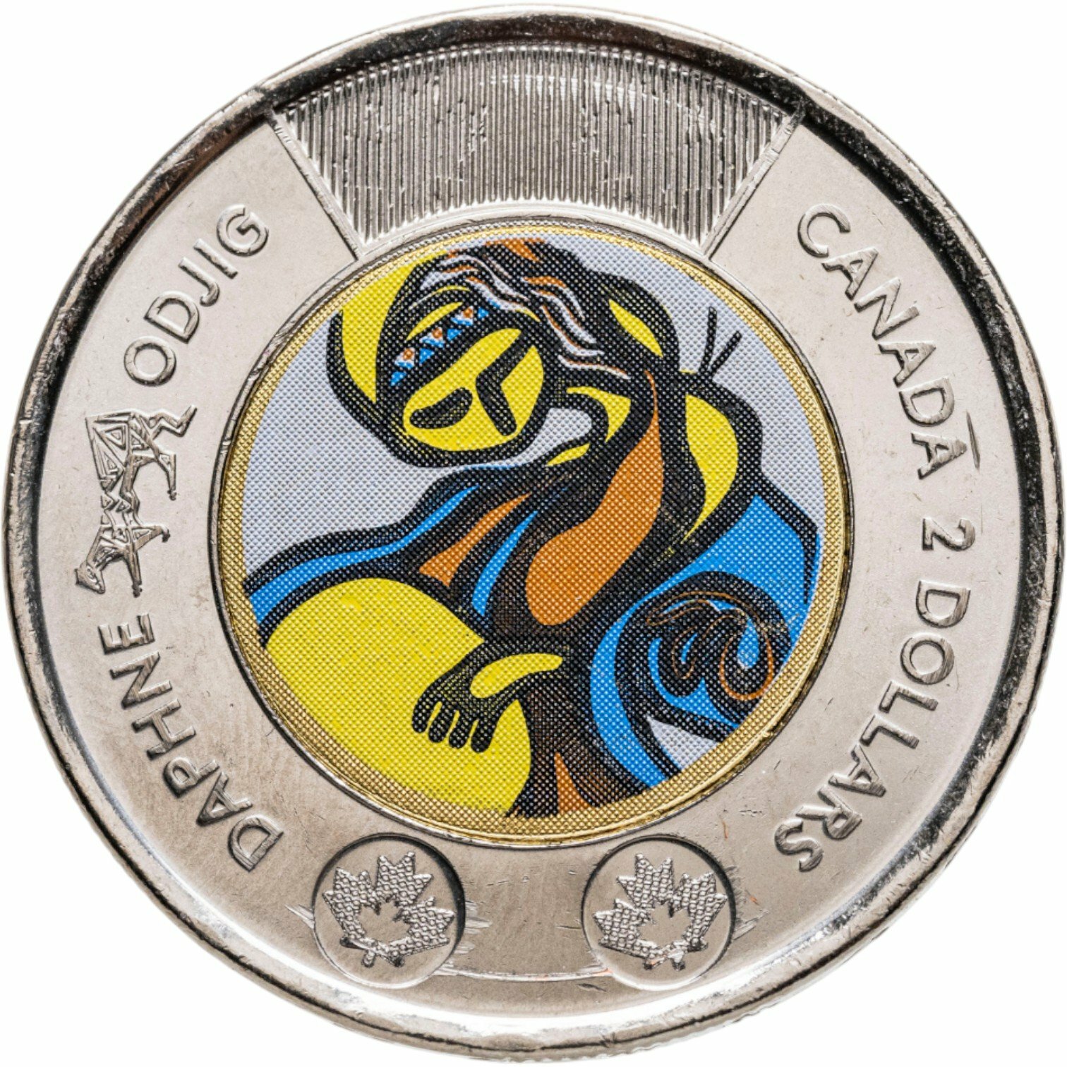 Канада 2 доллара 2025 "Народная певица Дафна Оджиг", цветное покрытие, Биметалл, в сохранности UNC