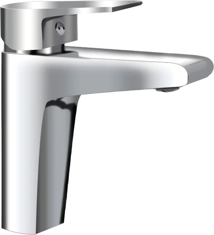 Смеситель для раковины AQUAme Prato AQMP6121 хром, глянцевый, кран для ванной в раковину, из латуни, рычажный, с керамическим картриджем, с донным клапаном