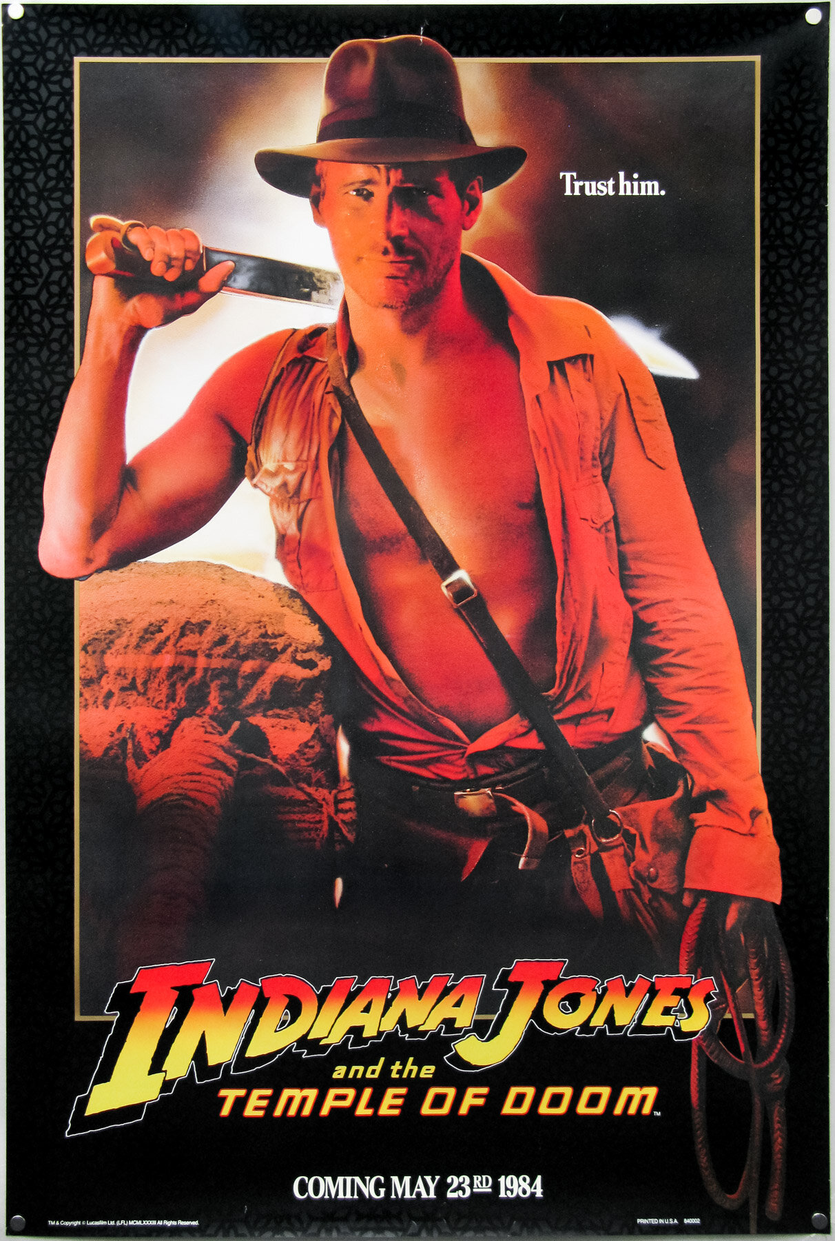 Плакат, постер Индиана Джонс и храм судьбы/Indiana Jones and the Temple of Doom (1984) на холсте, размер 30х42см