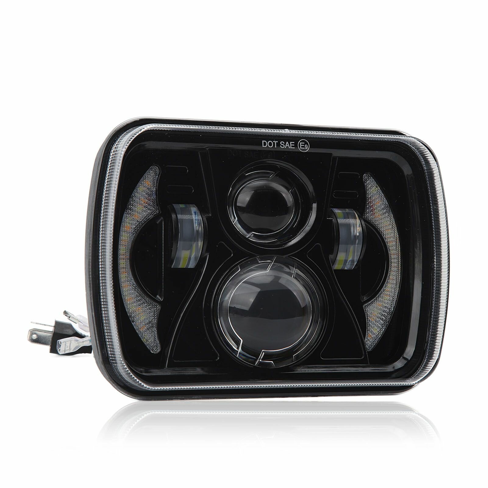 Автомобильный квадратный LED-фары с функцией DRL и поворотным сигналом, водонепроницаемые 12-48V, H4, IP67