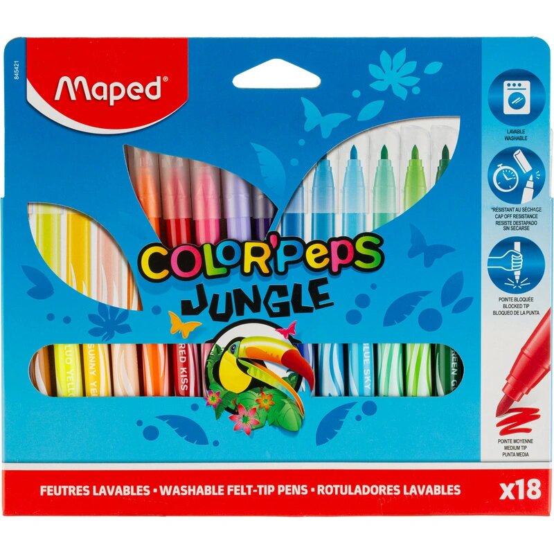Фломастеры Maped COLOR'PEPS JUNGLE 18 цв 845421 картон,845421