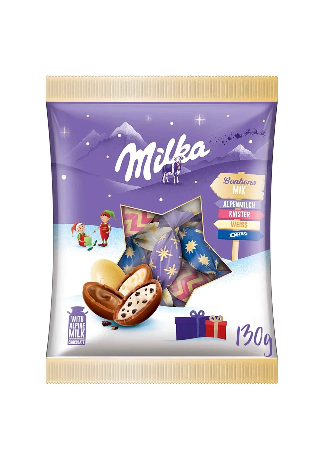 Milka Bonbons Mix набор новогодних шоколадные конфеты микс, 130г