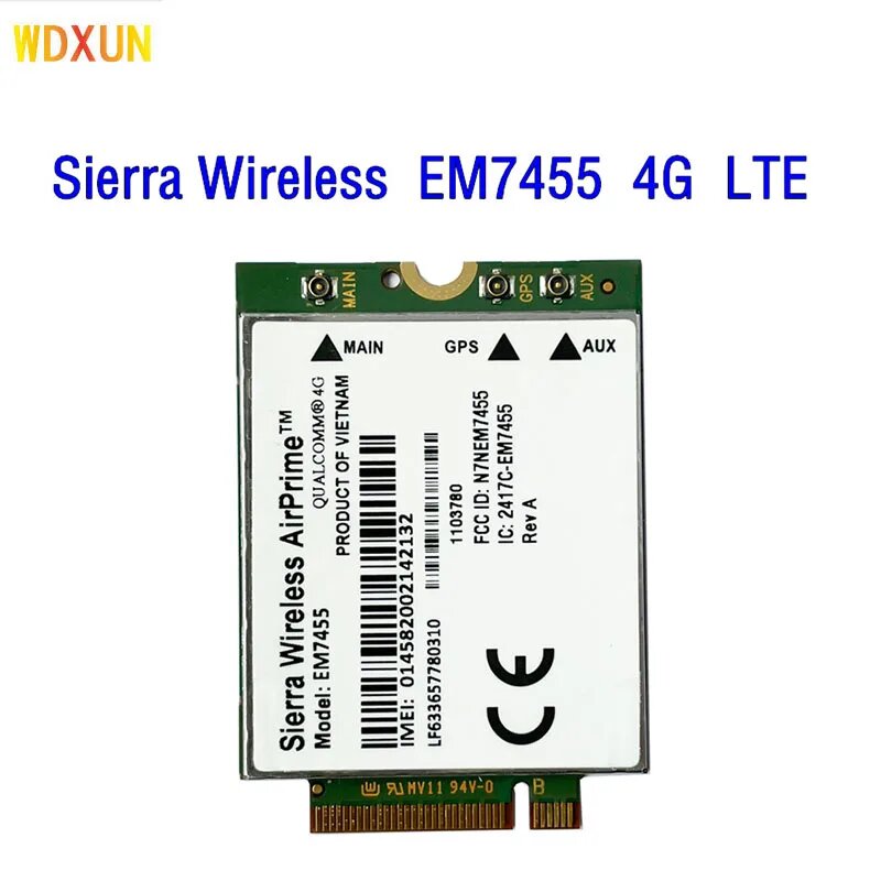 Sierra Wireless EM7455 1103582 FDD/TDD LTE Cat6 NGFF M.2 4G модуль 4G карта 300 Мбит/с Для ноутбука и маршрутизатора 4G USB модульный, USB EM7455 antenna