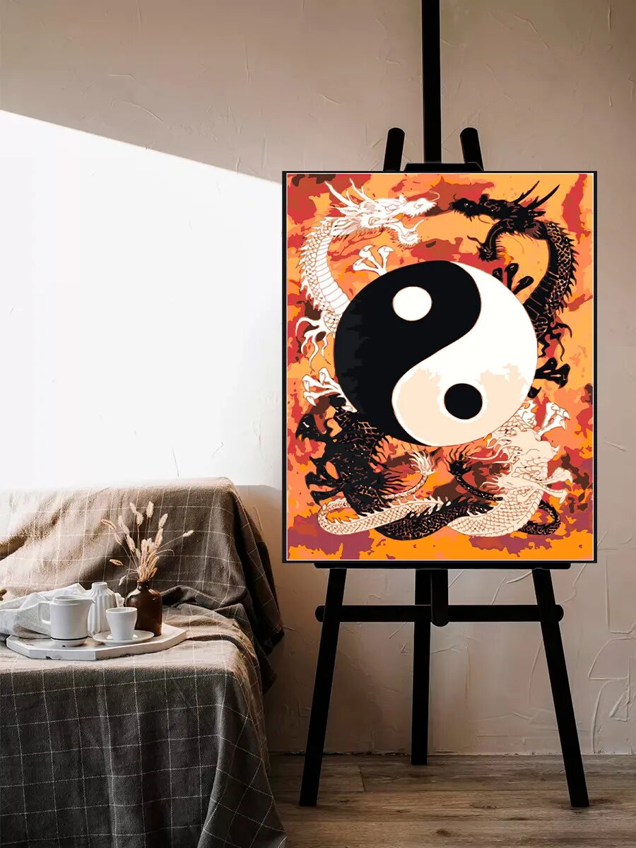 Картина по номерам Инь и Ян Дракон Yin Yang Китай