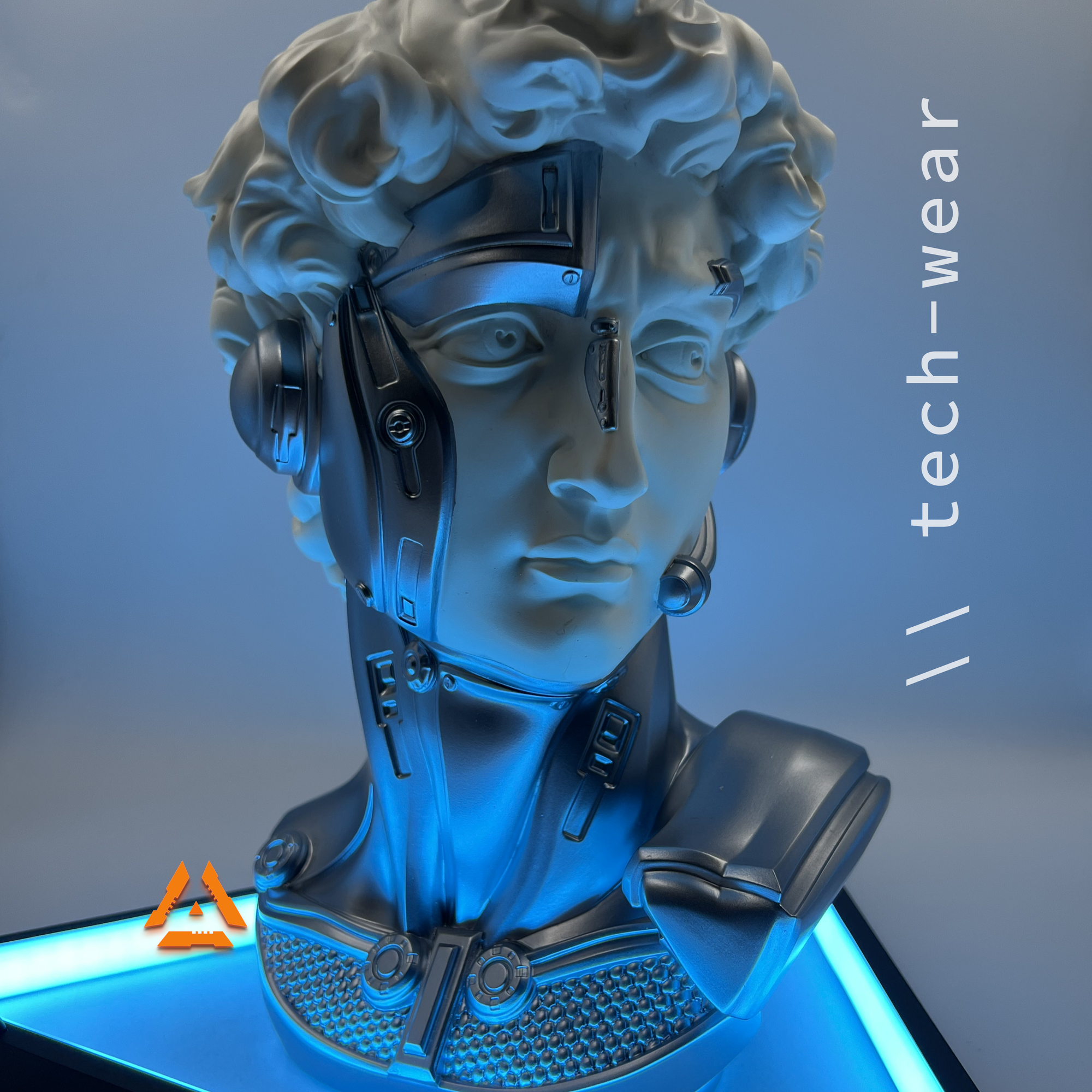 Киберпанк статуя Давида. Бюст с неоновой подсветкой Neo Cyberpunk 2077