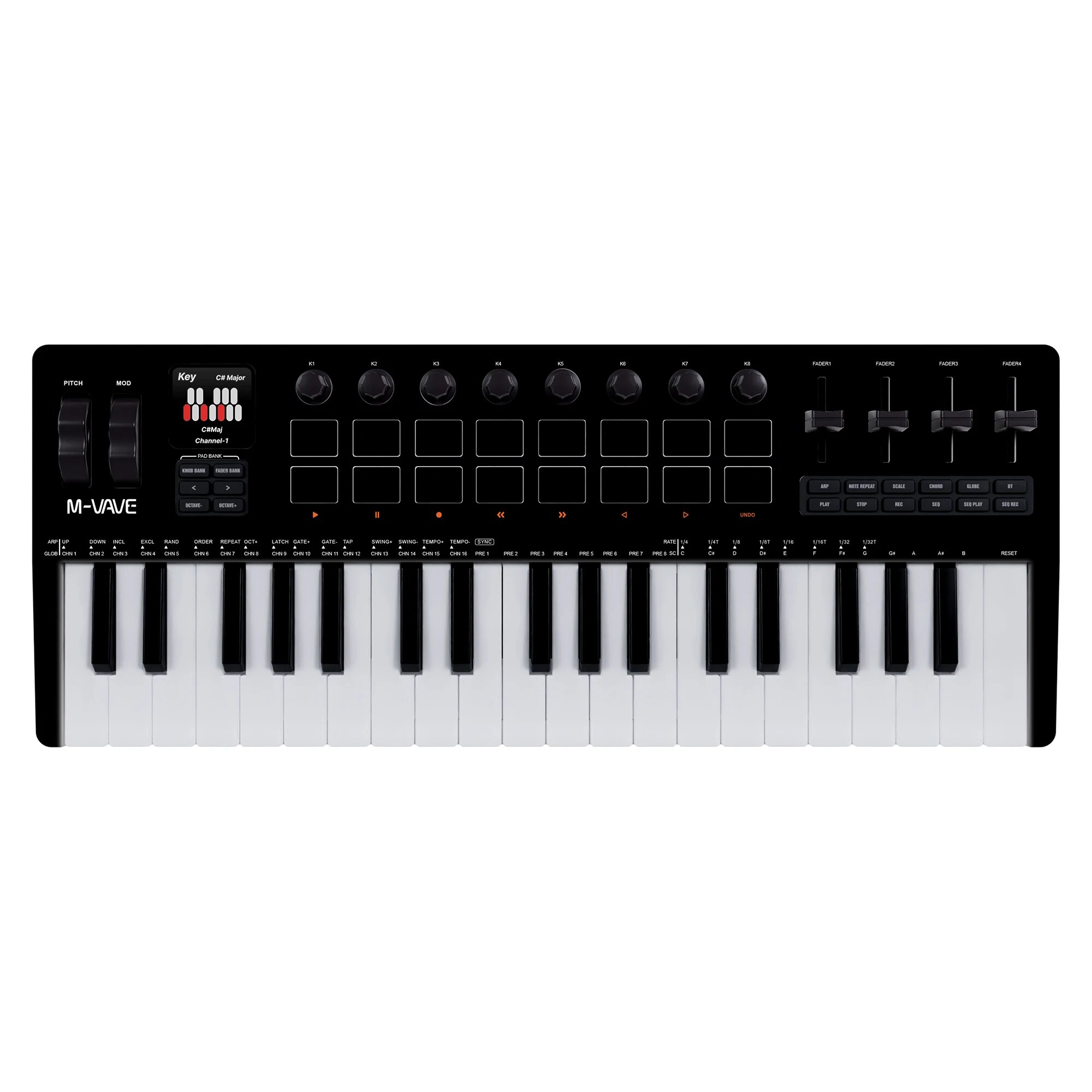 M-VAVE SMK 37 PRO 37-клавишная MIDI-клавиатура Черный, SMK 37 PRO BLACK