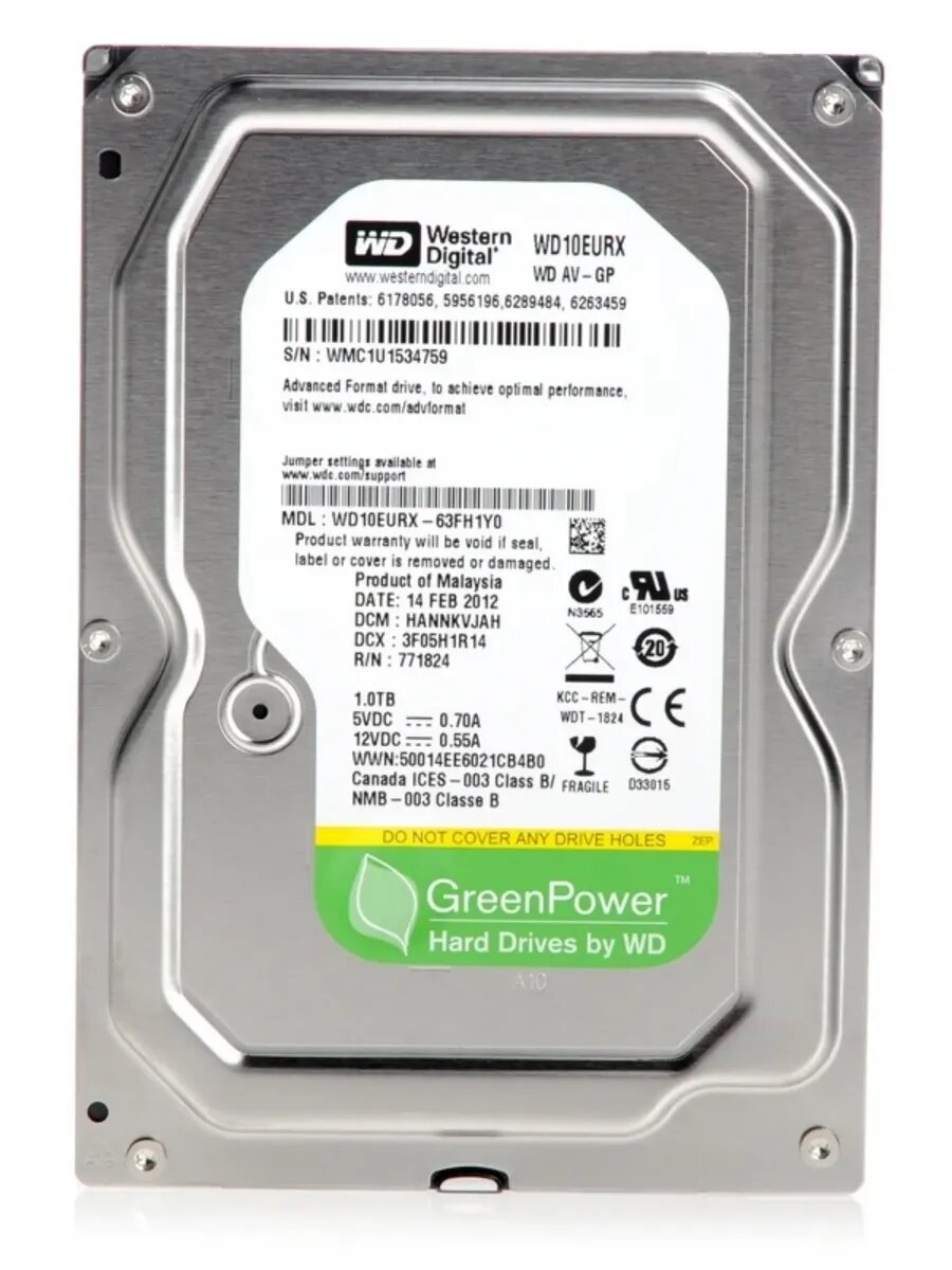 Жесткий диск 1 Тб GP-AV WD10EURX-83UY4Y0