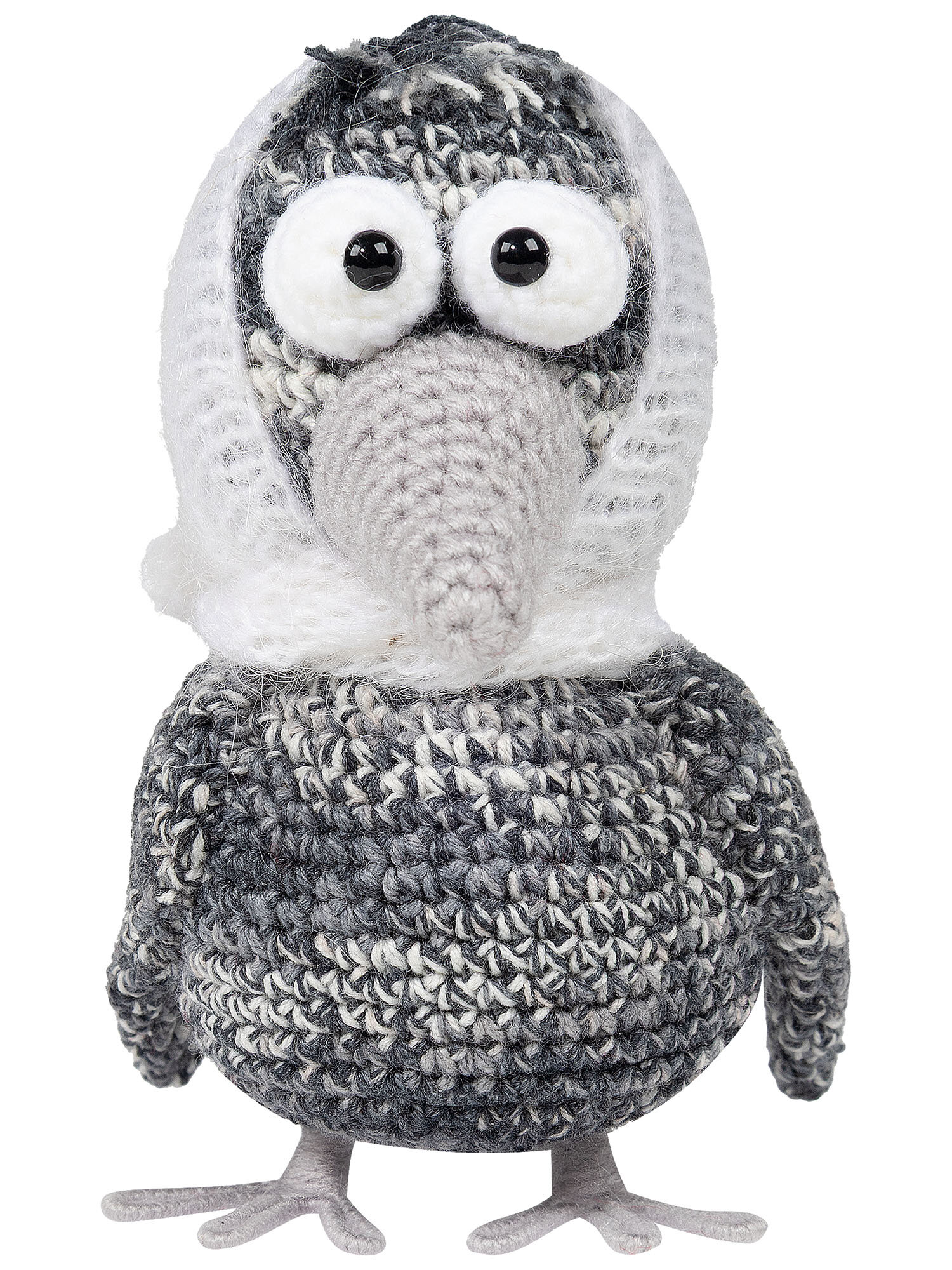 Мягкая сувенирная игрушка ручной работы Ворона Мама в платке 13 см вязаная большая (СФ-05)