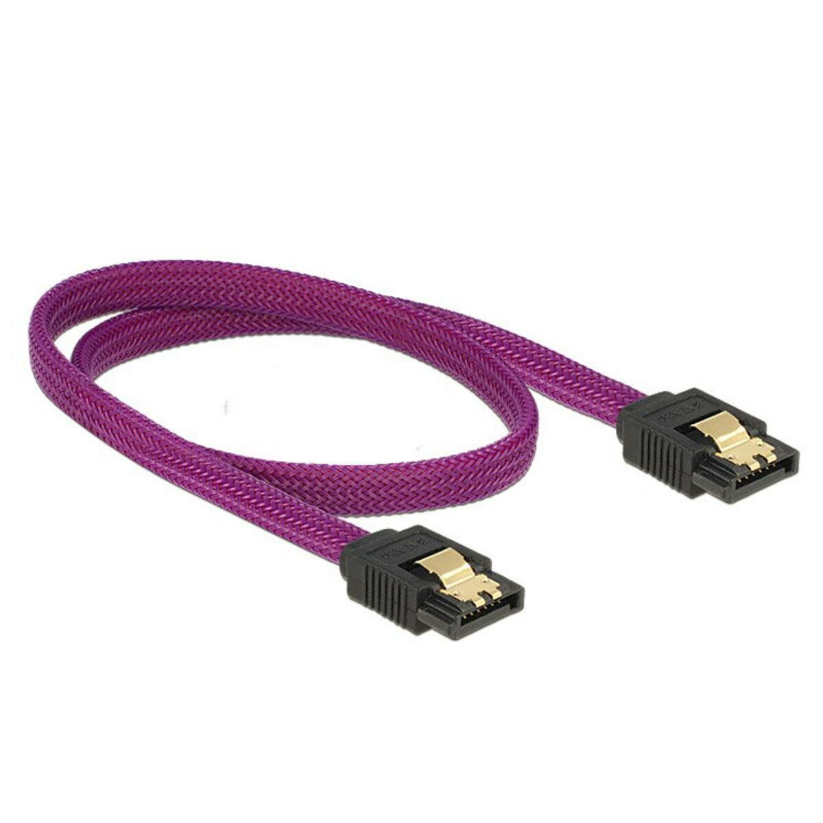 Фиолетовый 18-дюймовый кабель данных Premium 6 Гбит/с SATA3 с позолоченной защелкой для жесткого диска SATAIII 6 Гбит/с
