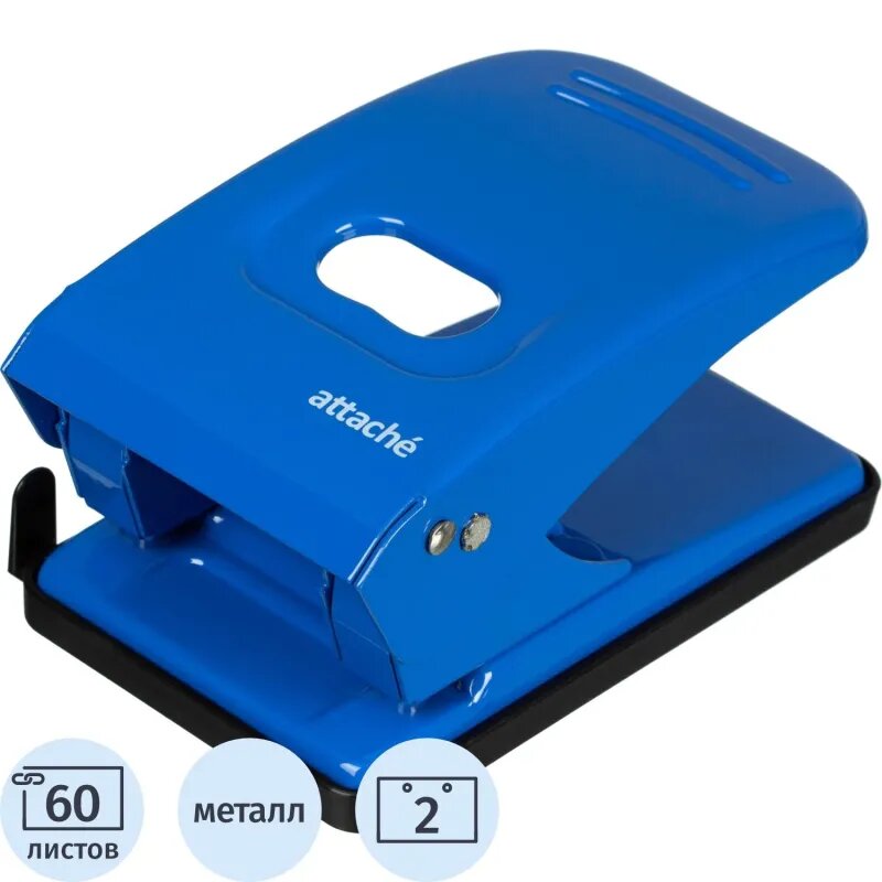 Дырокол Attache Economy до 60 листов, с линейкой, металл, синий