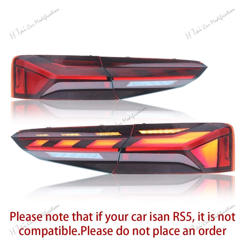 Пара светодиодных задних фонарей для Audi A5 2017-2020, задние фонари, противотуманные фары, указатели поворота, фары дальнего света, автомобильные задние фонари в сборе