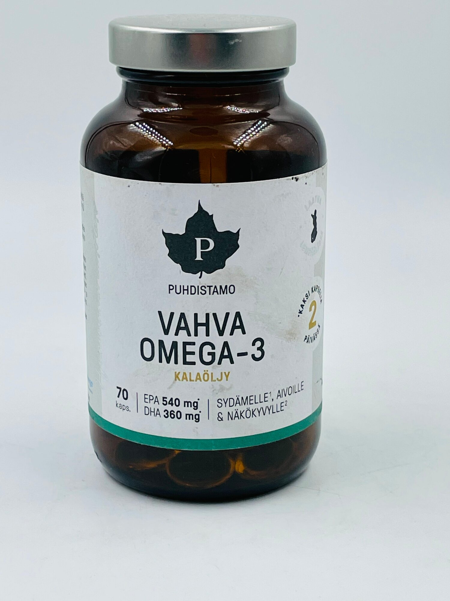 Усиленная Омега-3 Puhdistamo для сердца, мозга и зрения, 70 капсул (из Финляндии)