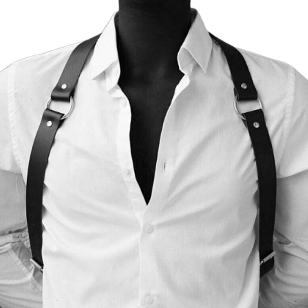 Мужская Регулируемая Нагрудная Обвязка Из Искусственной Кожи, Пояс для Подтяжек с Металлическими Уплотнительными Кольцами, Готическая Панковская Черная Наплечная Броня