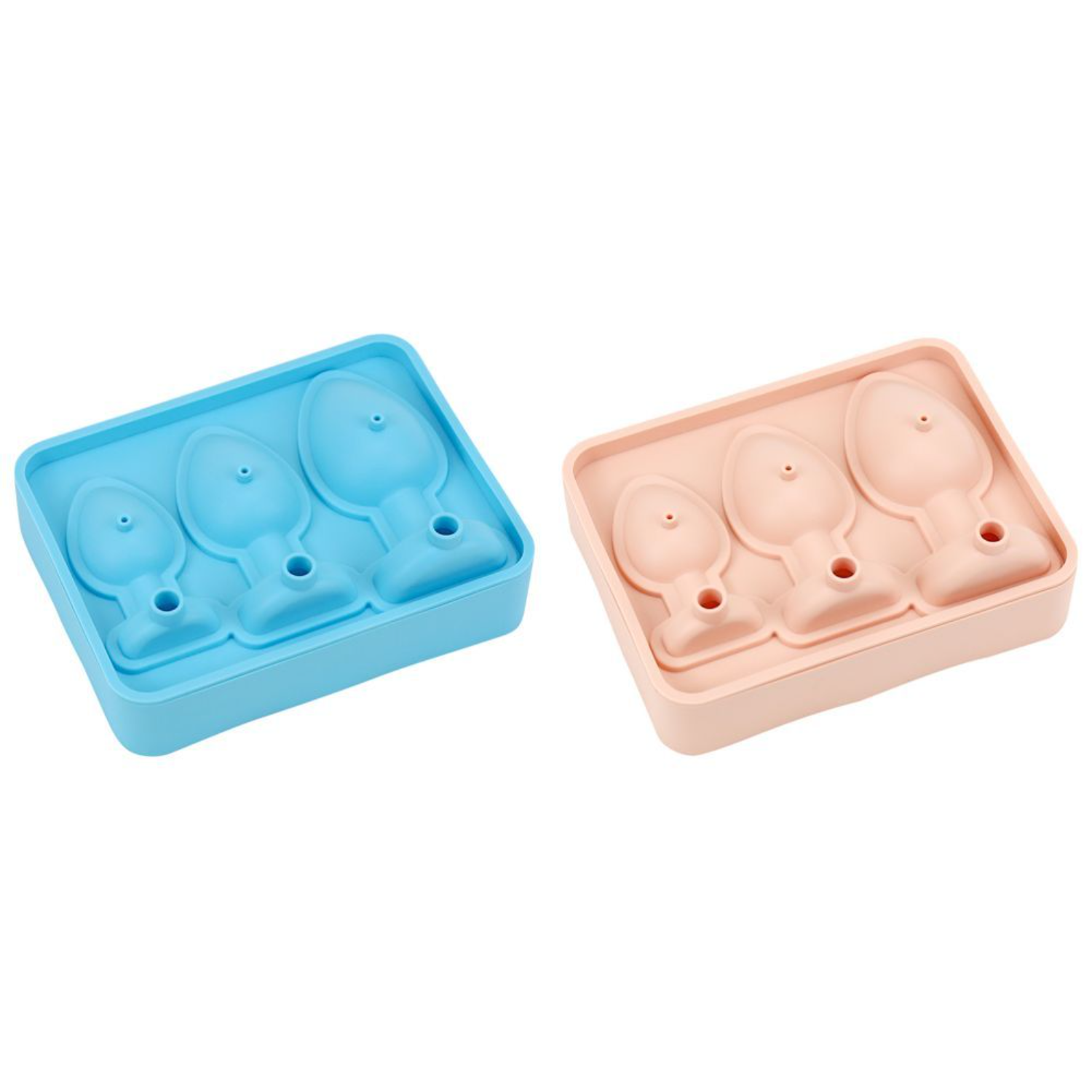 Green + Blue Two-piece Set Gel Parody Creative Ice Cube Tray Mold with Lid Whiskey Ice Maker, 14.8 cm x 11.4 cm x 5 cm, 153 grams, food-grade silicone, quick-freezing technology, non-stick surface, durable, flexible, odorless, for home use, on-the-go