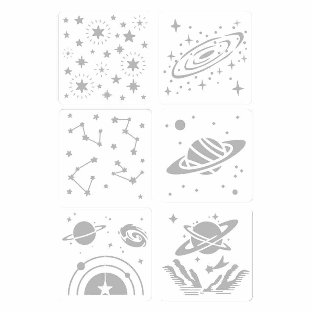6 Шт трафаретов Starlight Flow Выдалбливают трафареты для рисования, трафареты для журналов