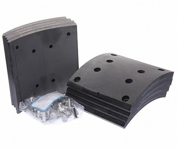 Накладка тормозной колодки маз-5440 передней сверленая расточен. компл. 8шт. с заклепками megapower