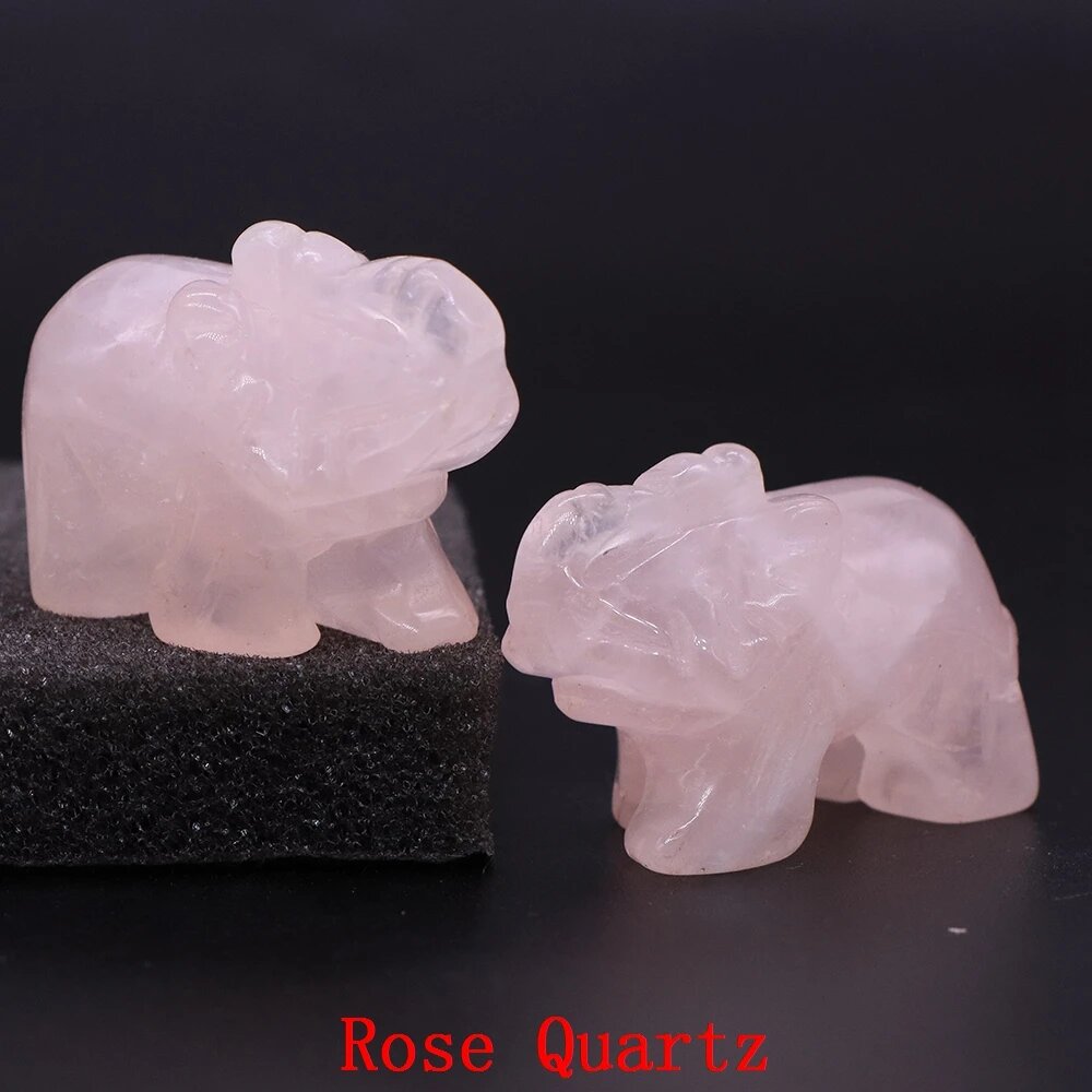 Статуэтка слона из розового кварца Белый, 1 pcs, Rose Quartz