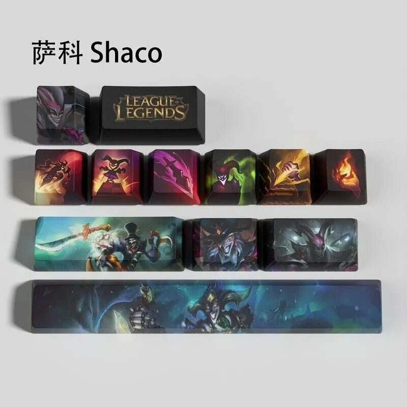 Комплект кейкапов для темы League of Legends / PBT Keycaps 12 Клавиш / Кейкапы для механической клавиатуры