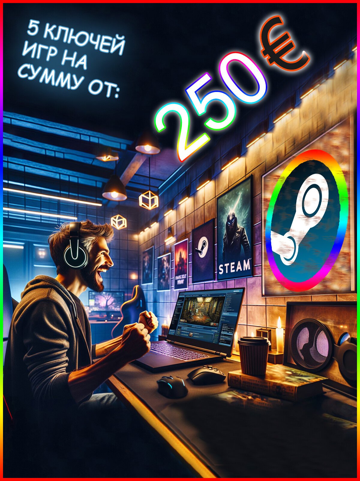 Steam 5 Ключей ПК Игр на сумму от 250 евро / Окупаемость / РФ+весь МИР(Global) / Стим Game Key PC