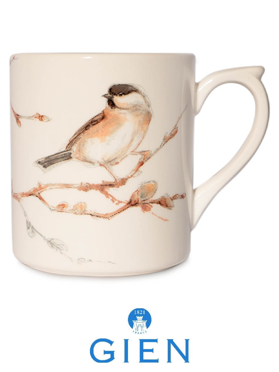 Кружка фаянсовая Gien Oiseaux Foret Синица, глазурь, Франция