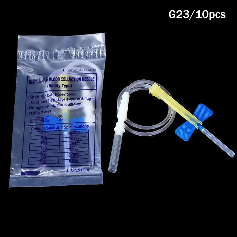 10 шт. одноразовые иглы-бабочки, безопасные иглы для сбора крови, медицинские обучающие материалы для домашних животных, 21 г, 23 г