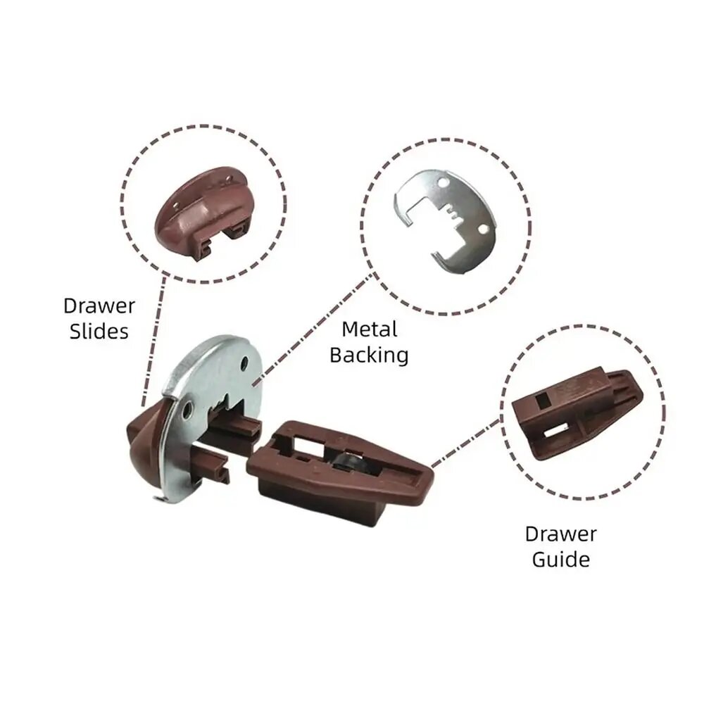 Коричневые пластиковые металлические направляющие для ящиков 1 комплект