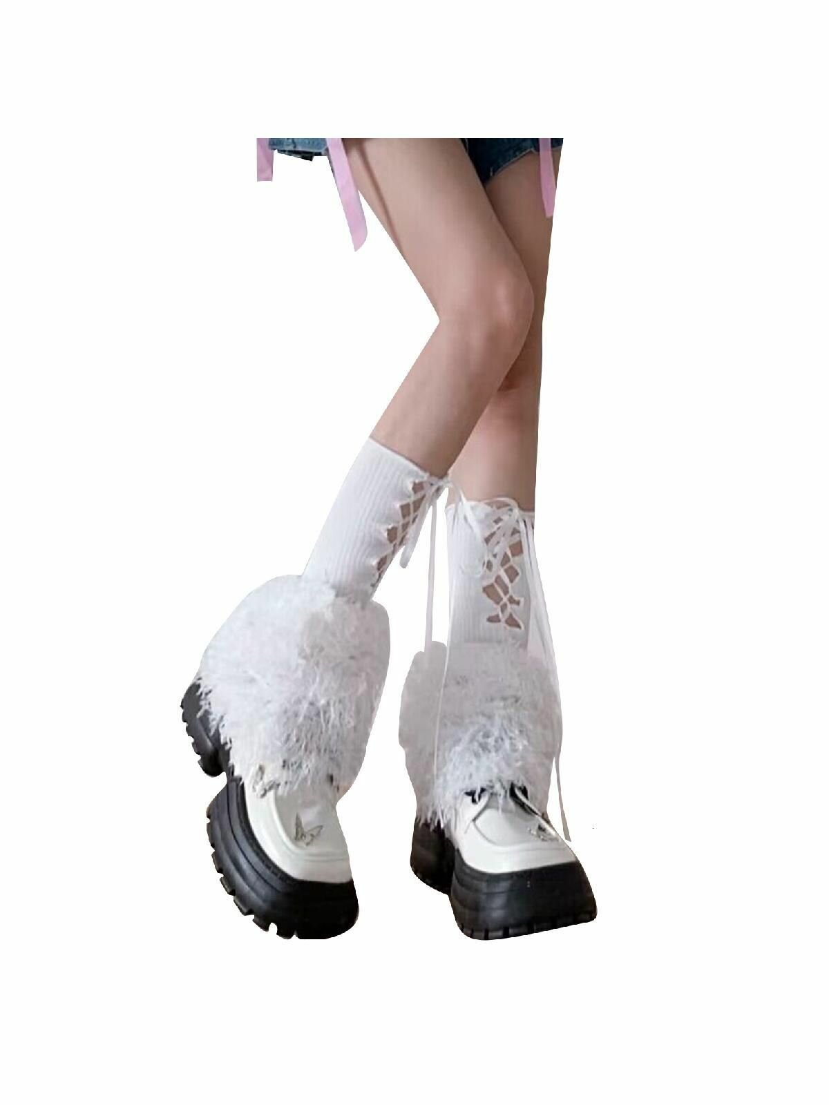 Кружевные лолита-гетры в японском стиле, Белый