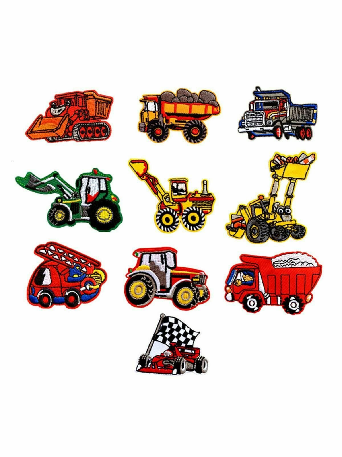 Наклейки на одежду с экскаватором, 10 шт, Разноцветный