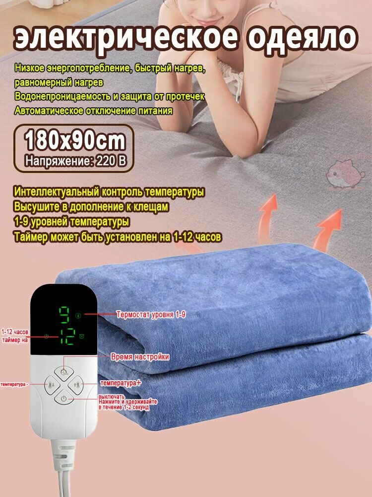 Электроодеяло 90x180 см, 70 Вт