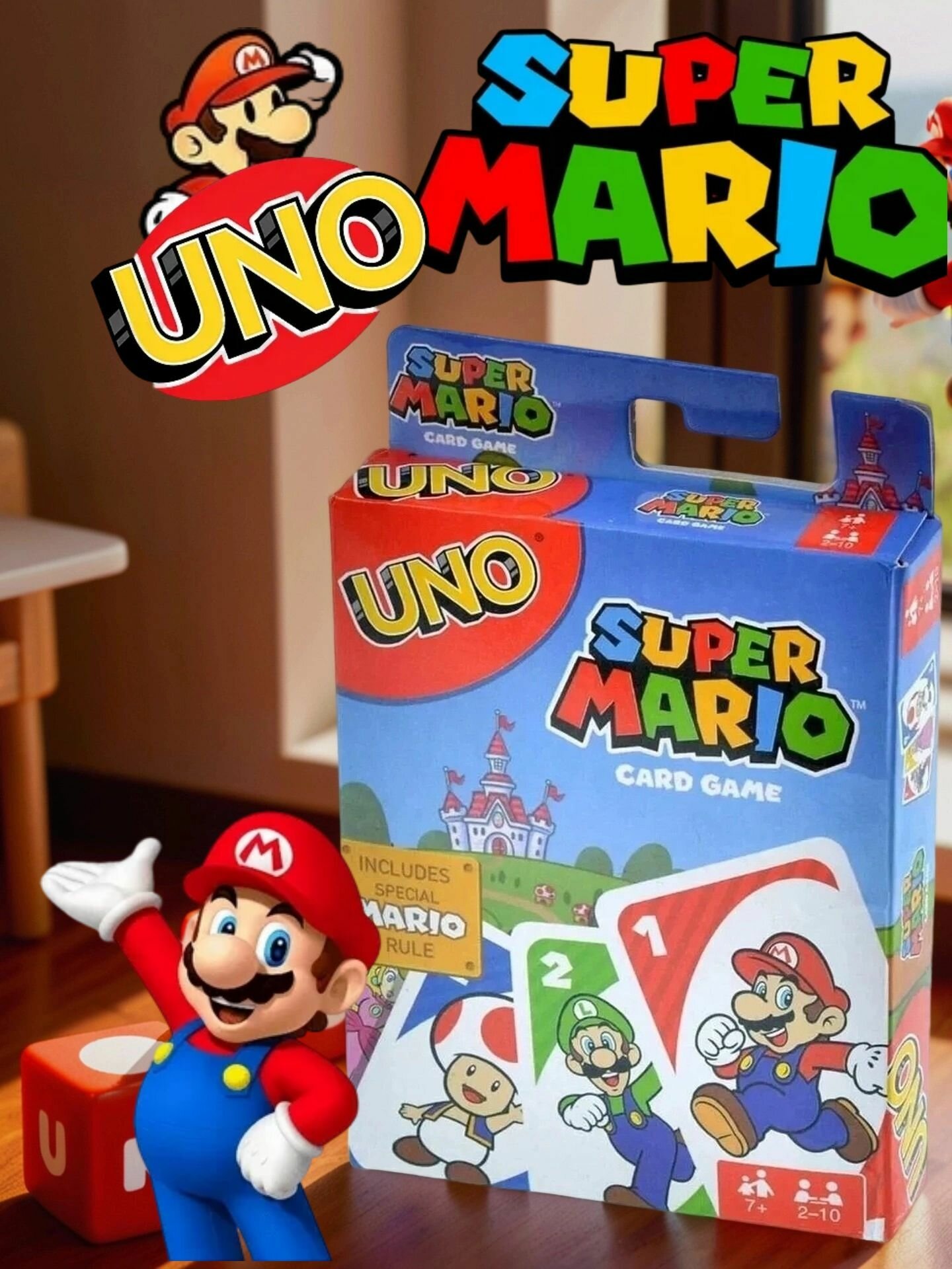 Карточная игра UNO Super Mario для компании и семьи, 108 карт