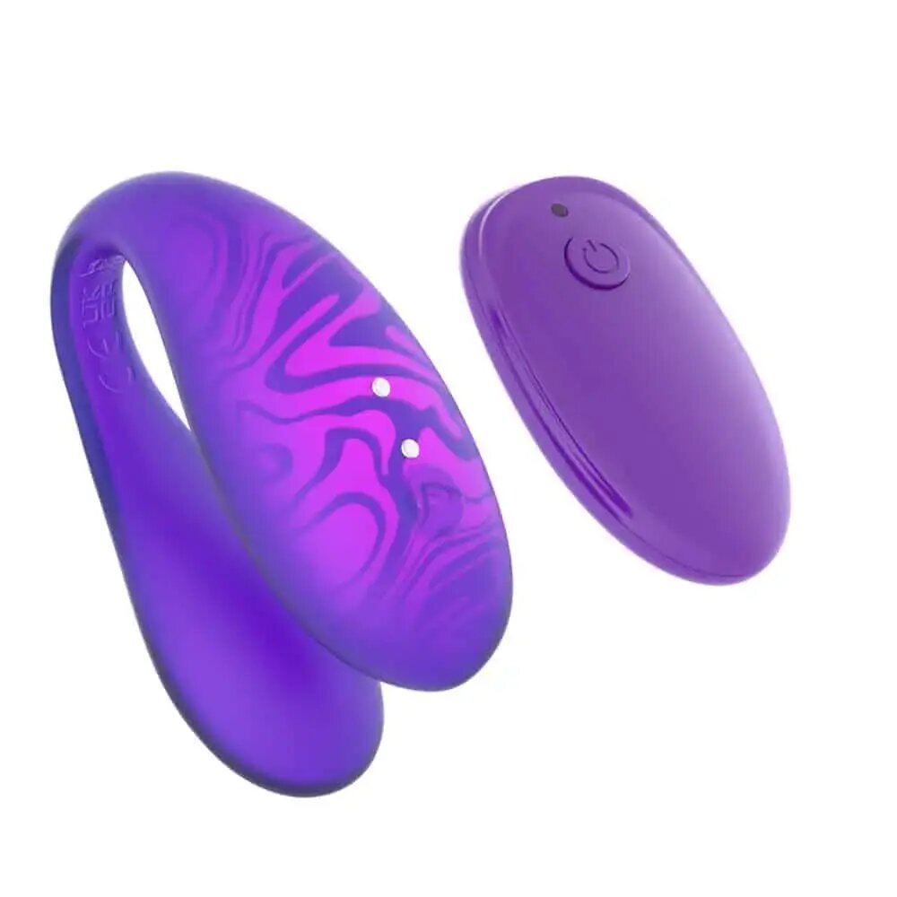 Вибратор для пар Amovibe Twin+ с пультом ДУ и управлением через приложение, фиолетовый