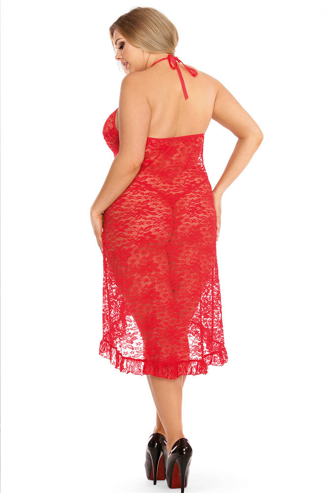 Красный кружевной пеньюар большого размера Gorgeous+ DION