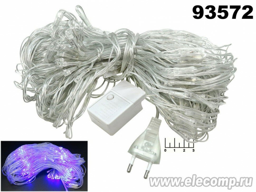 Гирлянда 240 светодиодов сетка синяя 2*2.5м с контроллером (прозрачная нить)