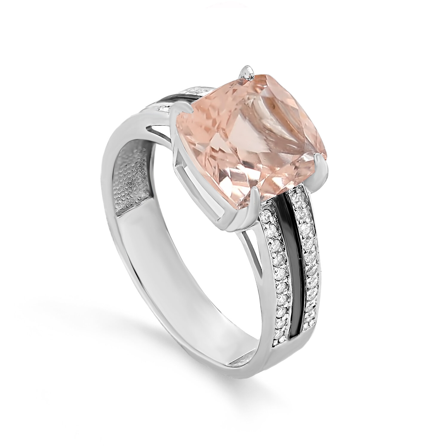 Серьги, белое золото, 585 проба, бриллиант, морганит