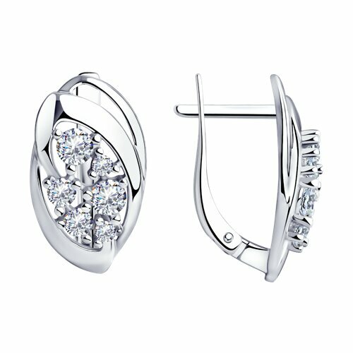 Серьги, серебро, 925 проба, родирование, фианит