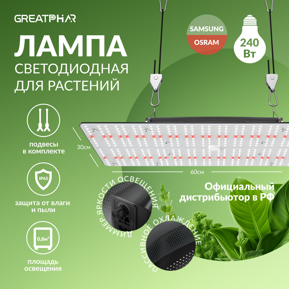 LED-панель sunlike-спектра GreatPhar LED DZ32 240 Вт