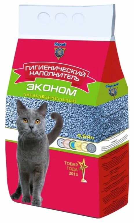 Барсик Впитывающий наполнитель для кошачьего туалета Эконом, глиняный, 4,54 л