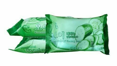 JUNO 3 шт Корейское мыло-пилинг для лица и тела с экстрактом огурца 3*100гр