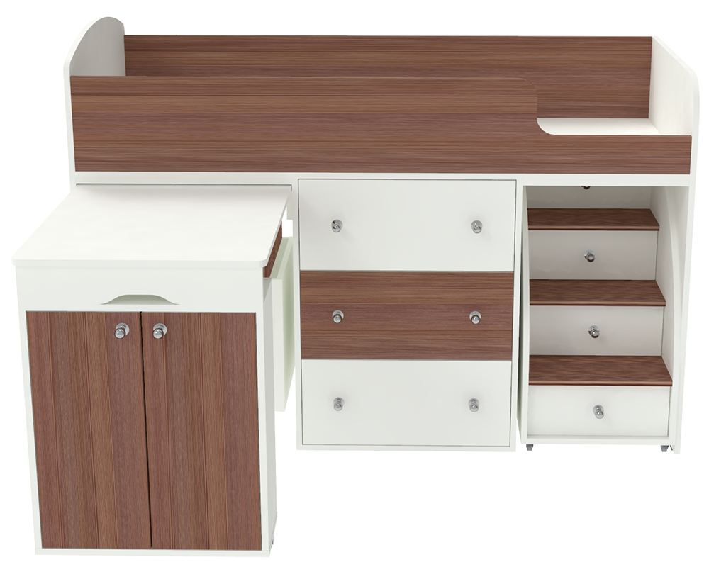 Кровать чердак Малыш Белый Бодего Темный