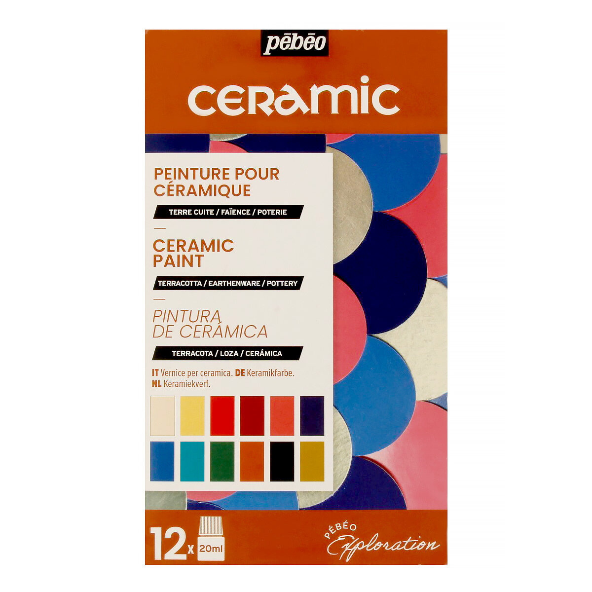 Pebeo Набор красок Ceramic "Исследование" по керамике и металлу 12 цв. х 20 мл