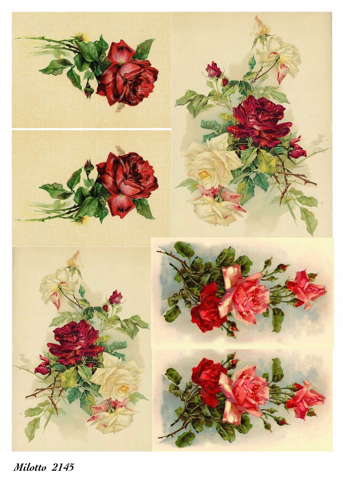 Декупажная карта А4 рисовая бумага цветы розы 2145