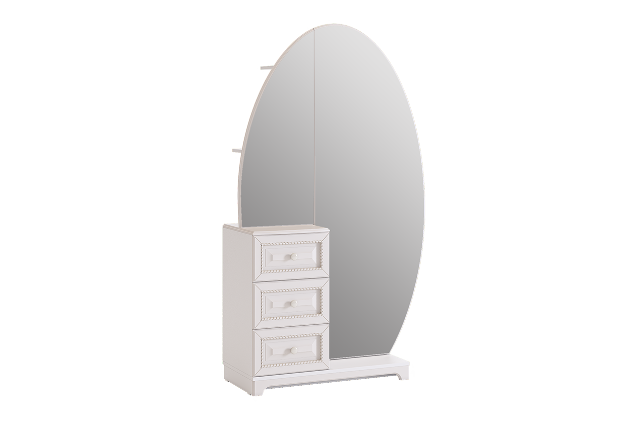 Шкаф комбинированный с зеркалом и комодом с ящиками Белла, цвет Белый/джелато софт, 105*43*176 см, Mebelson