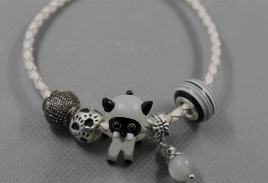 Браслет-цепочка, стекло, муранское стекло, стразы