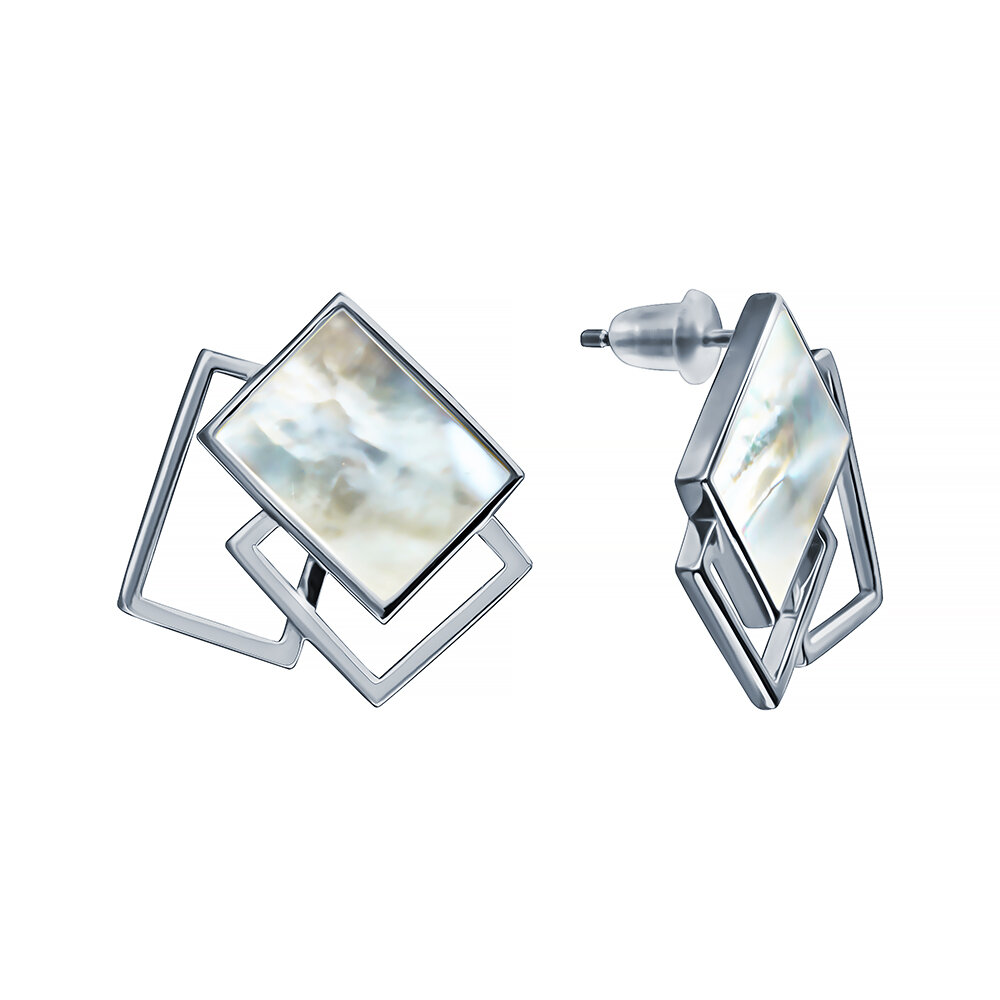 Серьги, серебро, 925 проба, перламутр