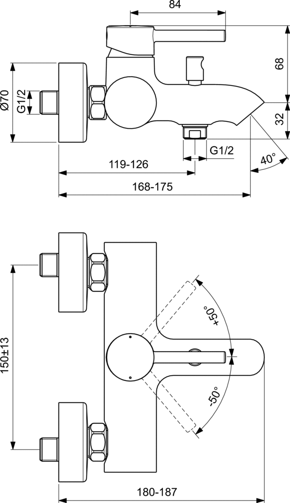 Смеситель Ideal Standard Ceraline BC199U5 для ванны с душем
