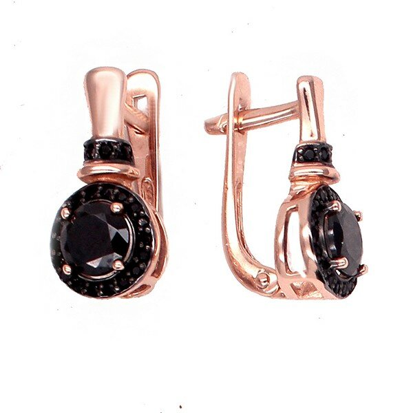 Серьги, красное золото, 585 проба, фианит