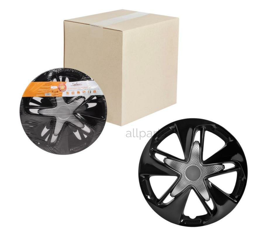 AIRLINE AWCC-15-28 Колпаки колесные 15 Супер Астра Т серебристый/черный карбон компл. 2 шт. (AWCC-15-28)